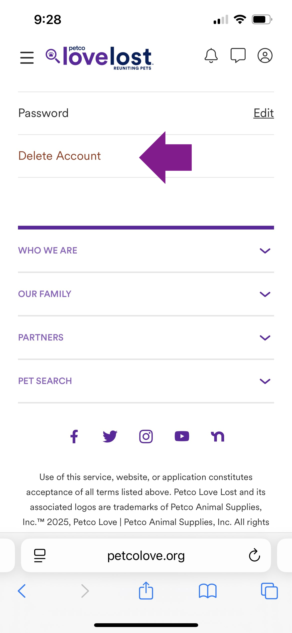 How do I delete my account? – Petco Love Lost