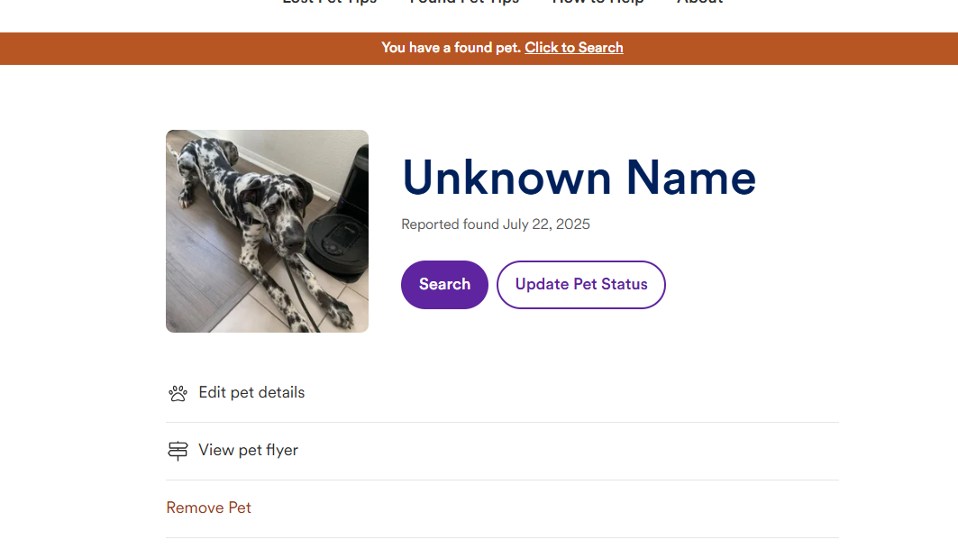 How do I search for matches for the pet I found? – Petco Love Lost